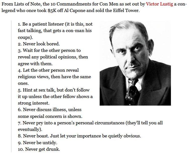 The Ten Commandments Of Con Men - James Altucher